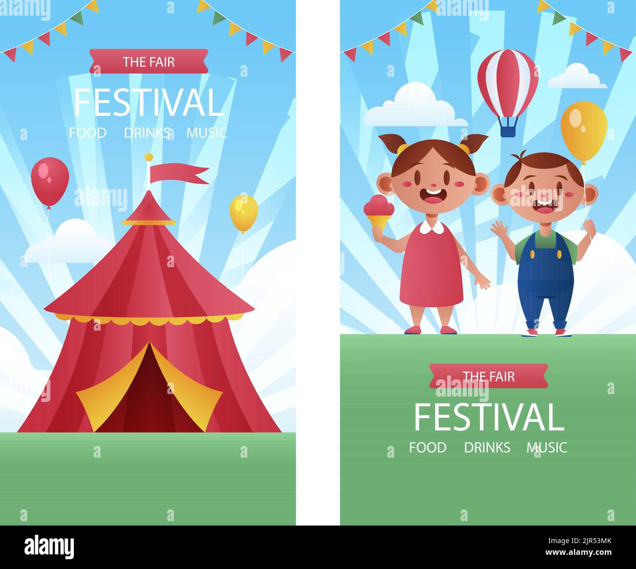 Gradient fair celebration stories set Vector illustration Stock Vector ...