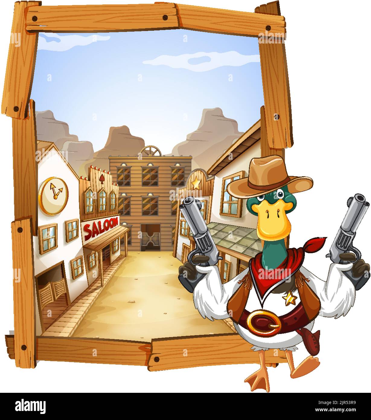 Cowboy duck cartoon character illustration Stock Vector Image & Art - Alamy