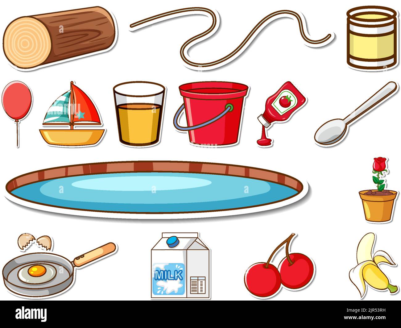 Sticker set of mixed daily objects illustration Stock Vector Image ...