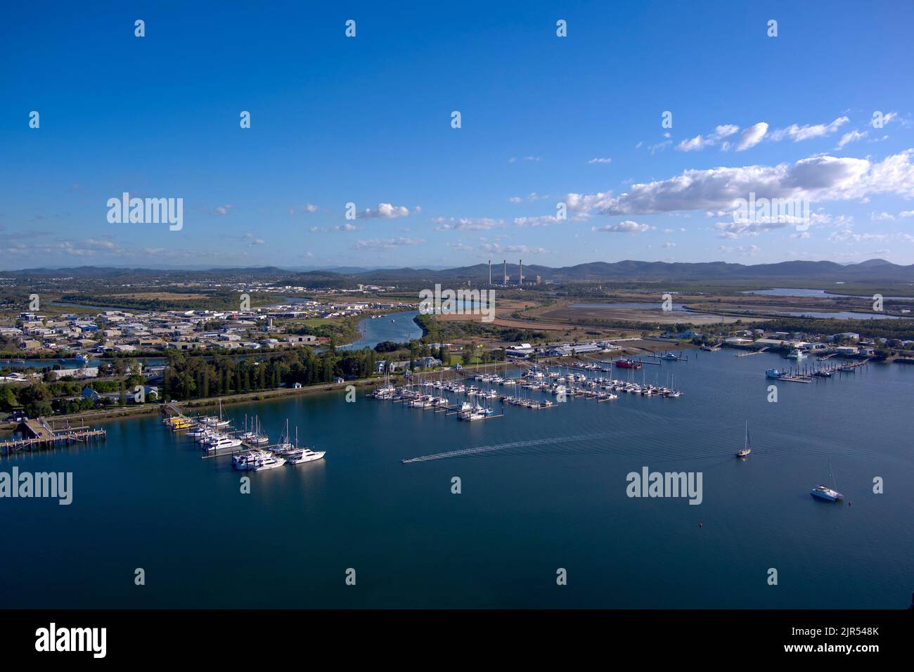 Aerial of Central Queeenland University Marina at Gladstone Queensland ...
