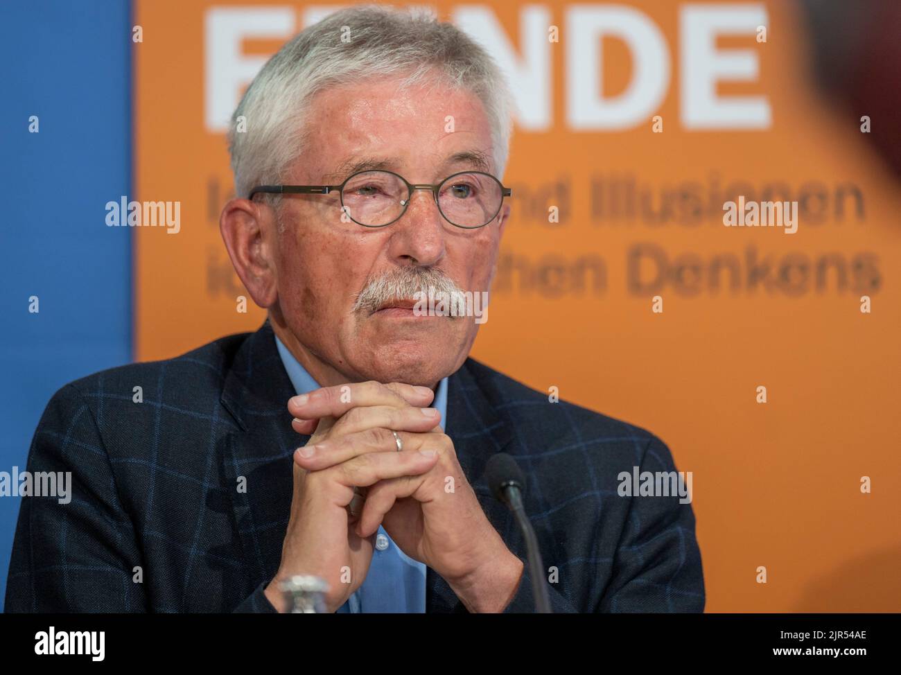 Berlin, Germany. 22nd Aug, 2022. Thilo Sarrazin takes part in the press ...