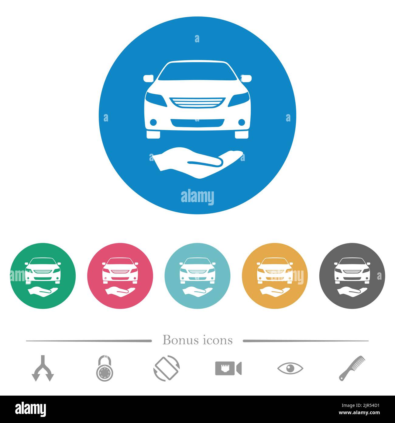 Car services solid flat white icons on round color backgrounds. 6 bonus ...