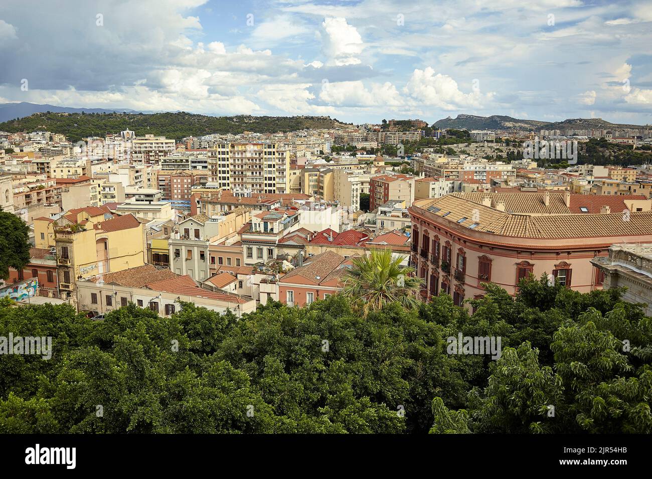 Top view of a district of the city of Cagliari with its characteristic ...