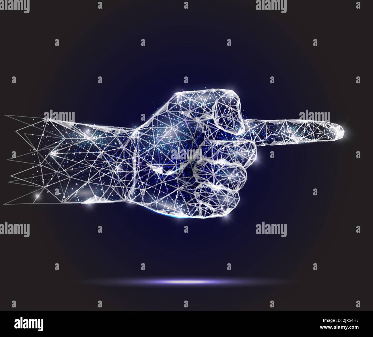 Vector polygonal art style pointing hand gesture. Low poly wireframe ...