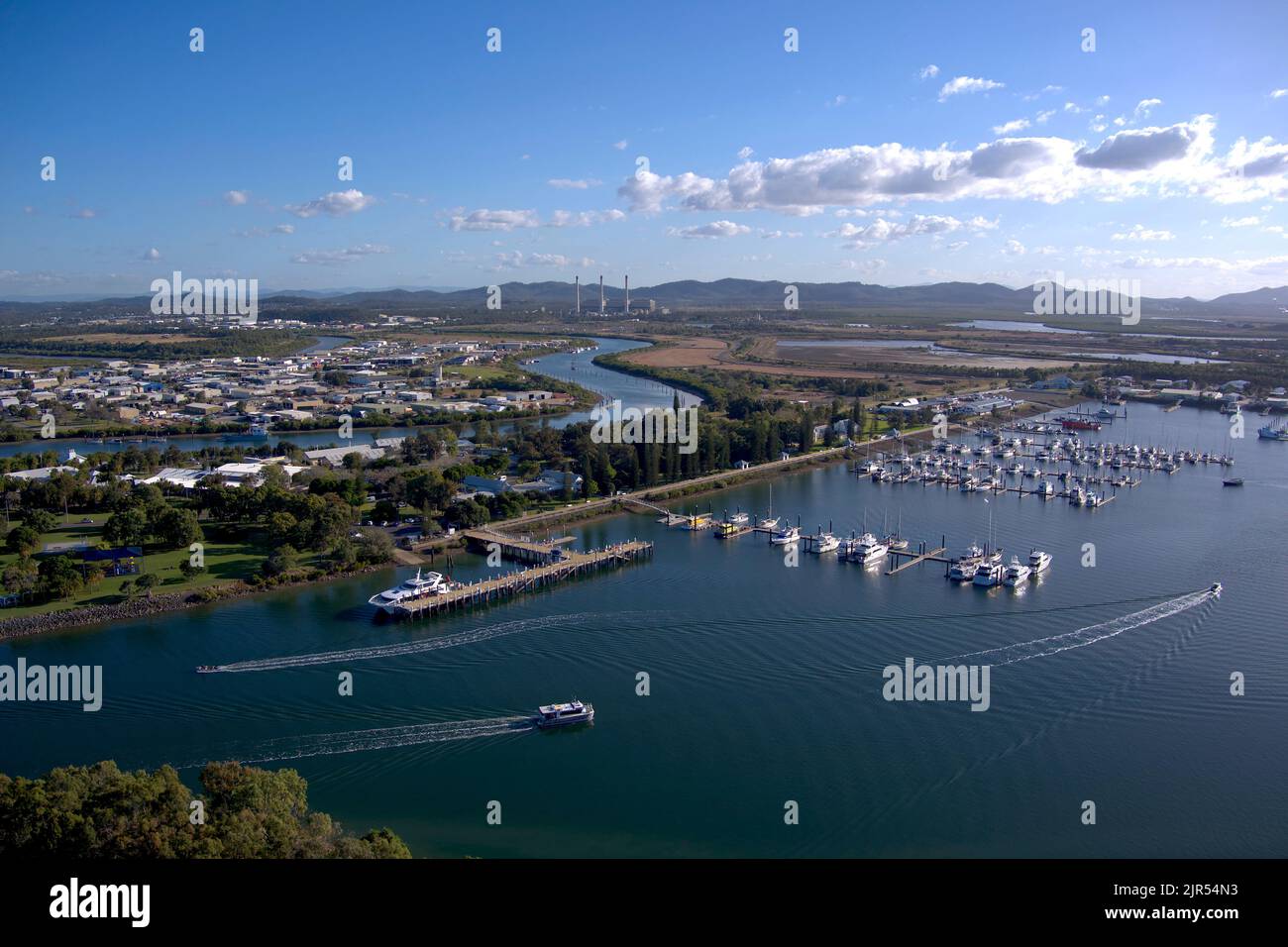 Aerial of Central Queeenland University Marina at Gladstone Queensland ...