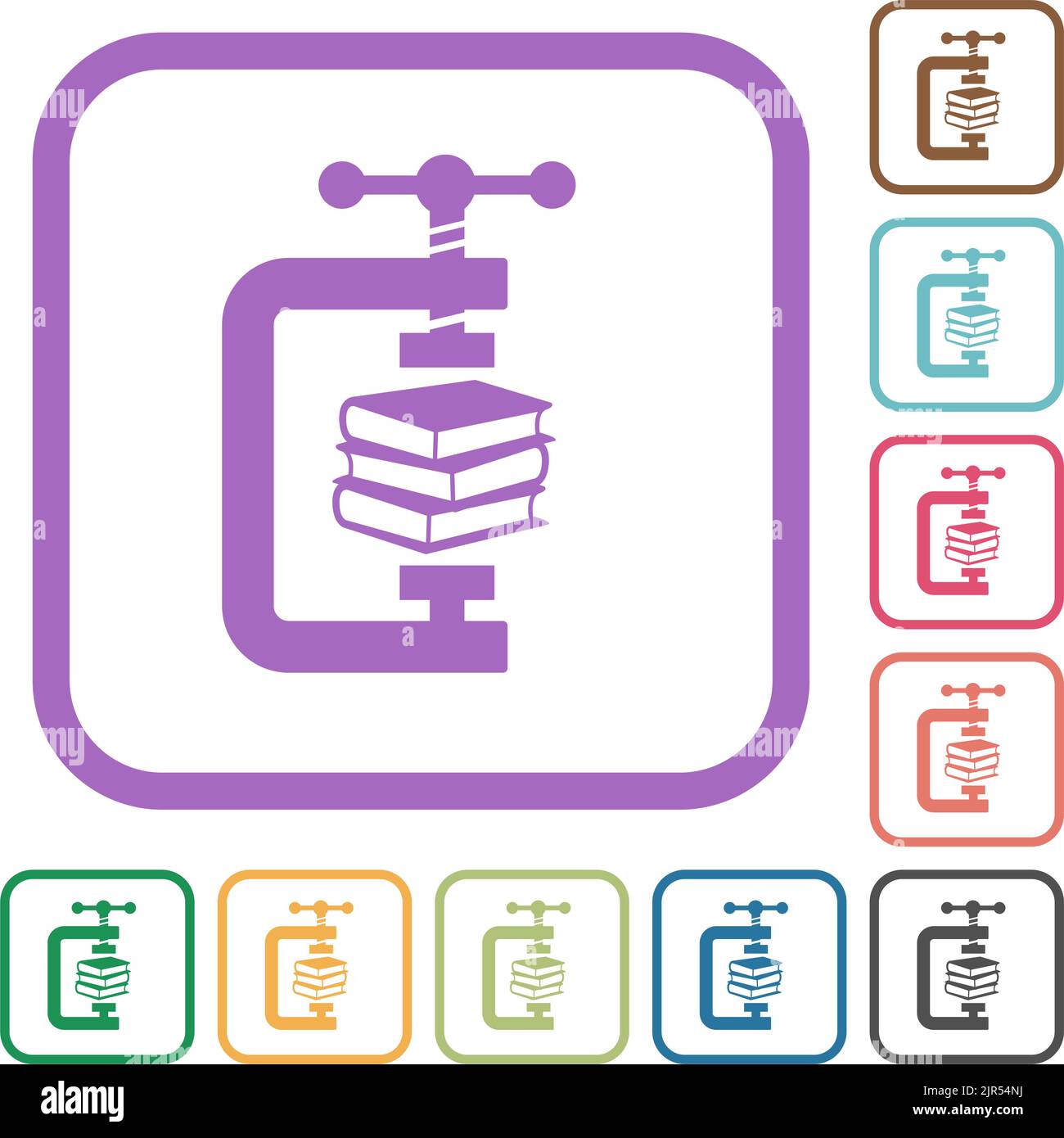compressing books with vise clamp simple icons in color rounded square ...