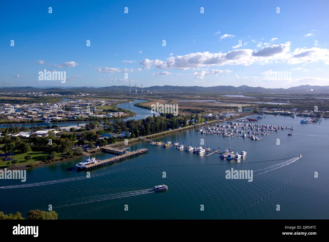 Aerial of Central Queeenland University Marina at Gladstone Queensland ...