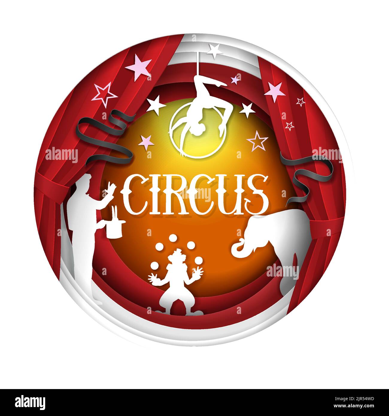 Circus poster banner design template. Vector paper cut circus arena ...