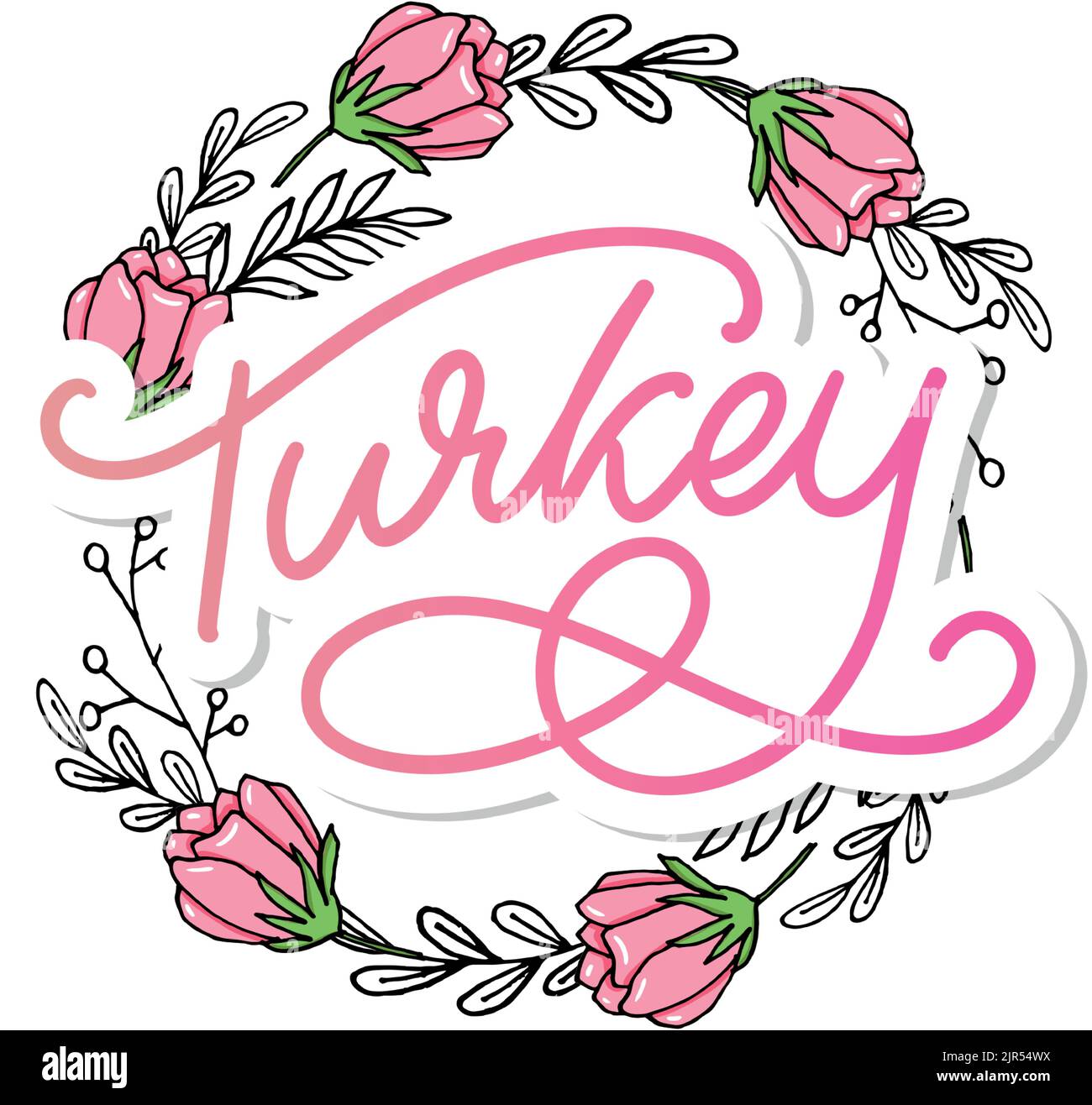 Turkey Lettering. Handwritten name of the country. Vector design ...