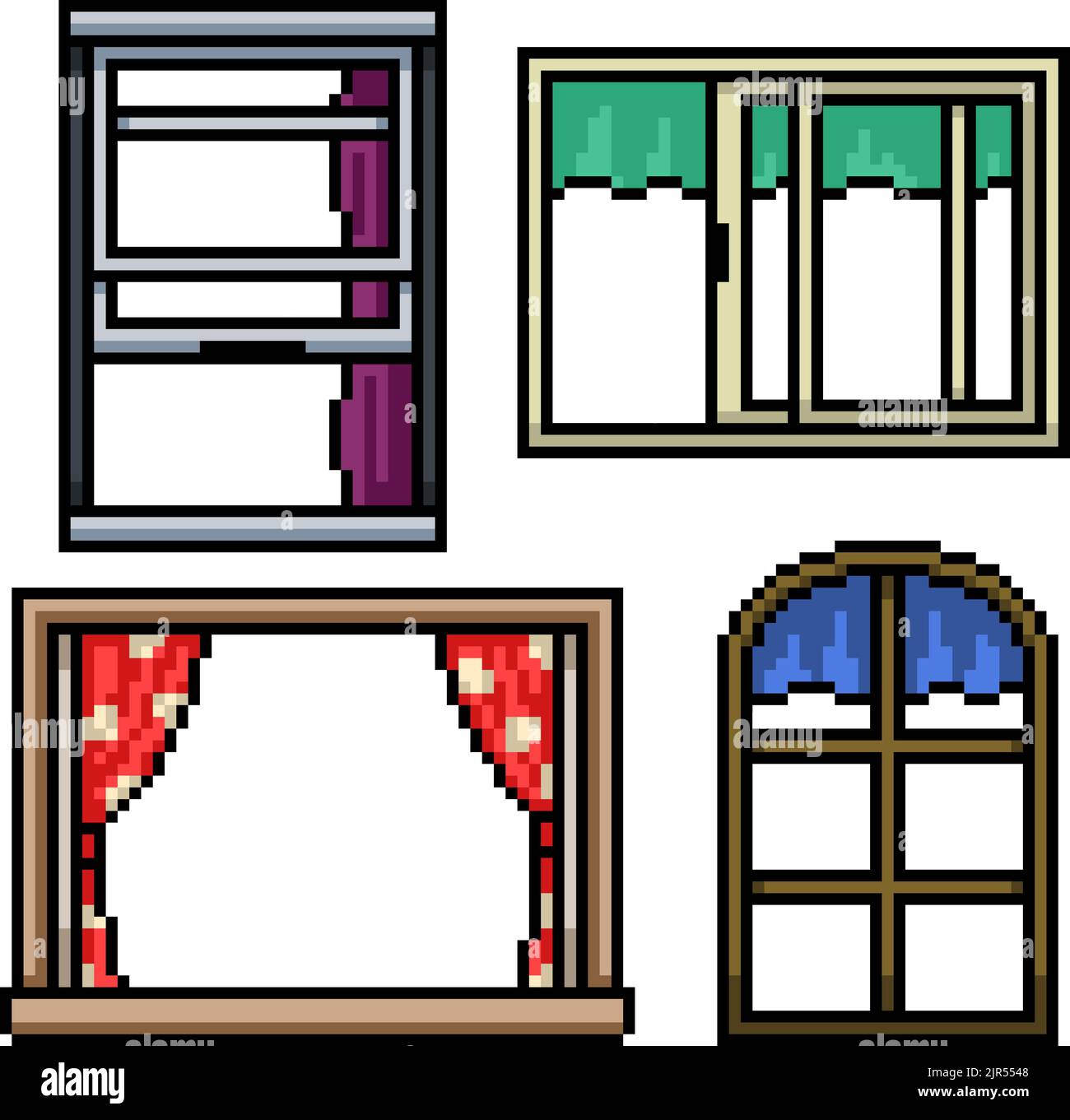 pixel art of various building window Stock Vector Image & Art - Alamy