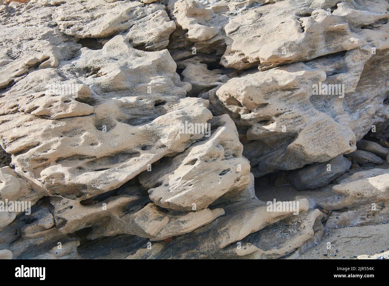 Detail of a limestone rock with its creeks forming part of a coastal ...