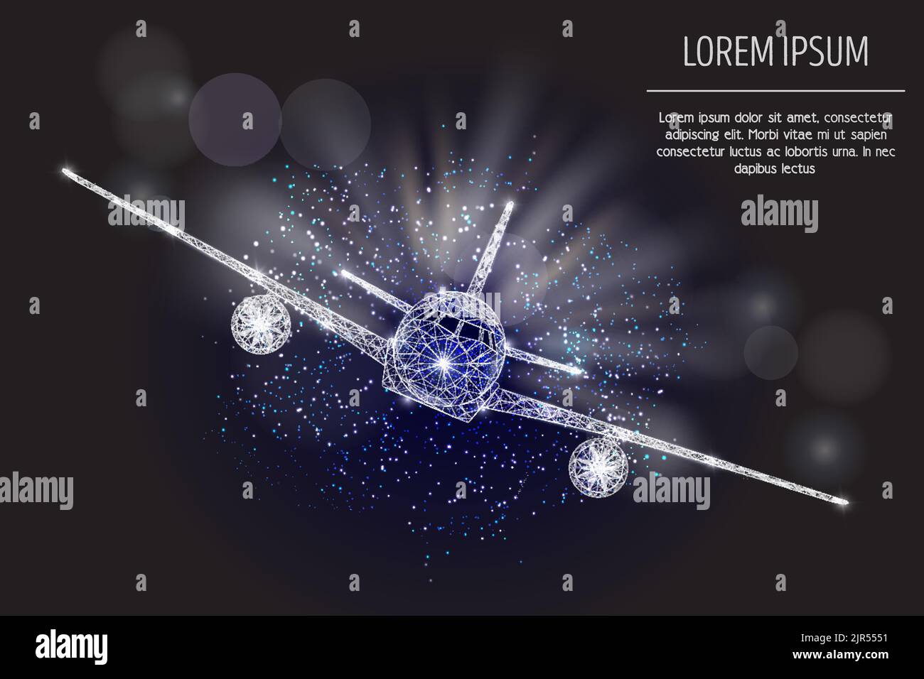 Vector polygonal art style airliner. Airplane low poly wireframe mesh ...