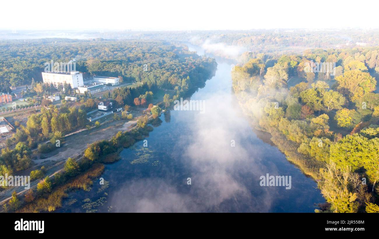 Drone flying over forest aerial hi-res stock photography and images - Alamy