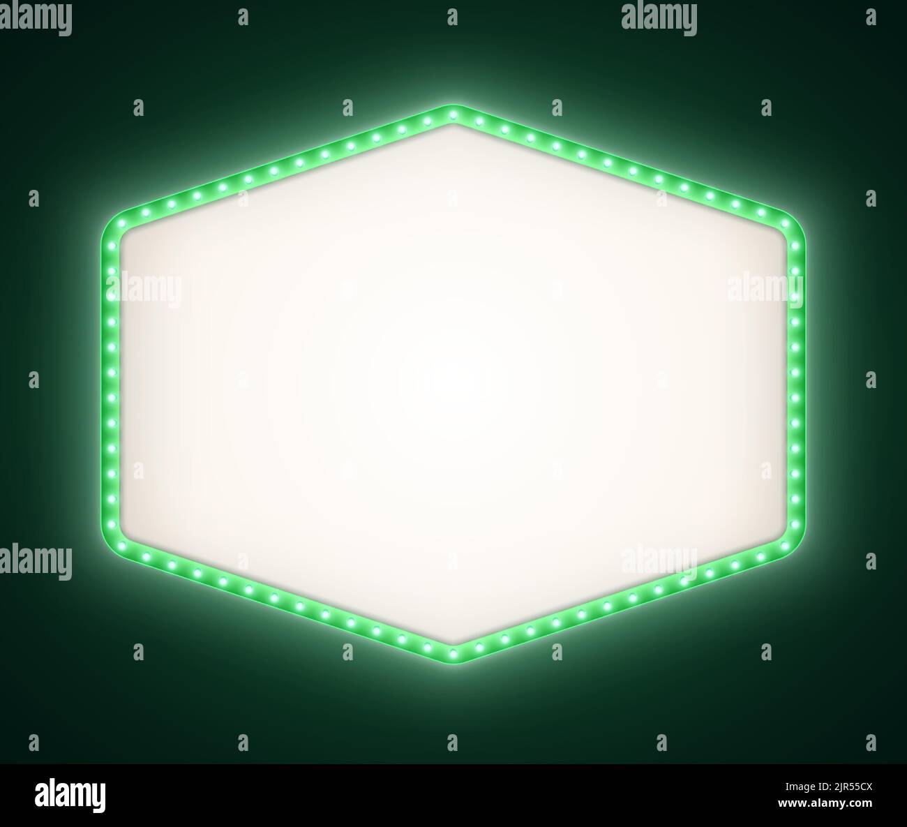 Green retro lightbox with white light bulbs, vintage theater signboard ...