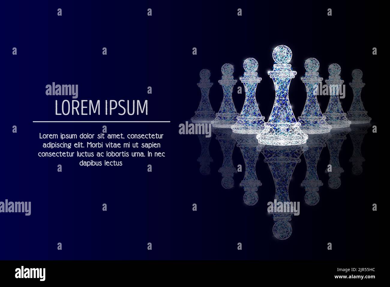 Vector polygonal art pawn chess pieces, one pawn is in front of others ...