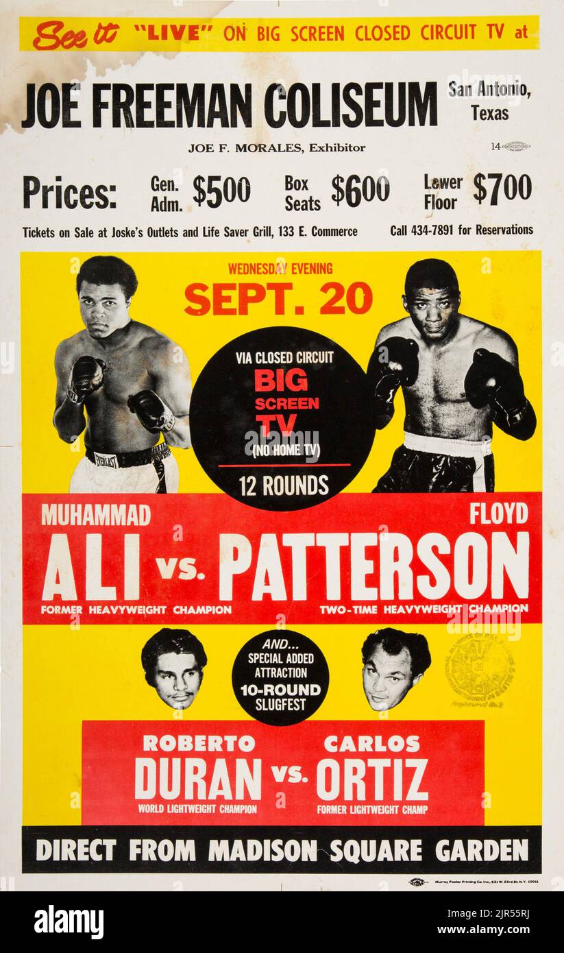 1972 Muhammad Ali vs. Floyd Patterson Closed Circuit Fight Poster Stock ...