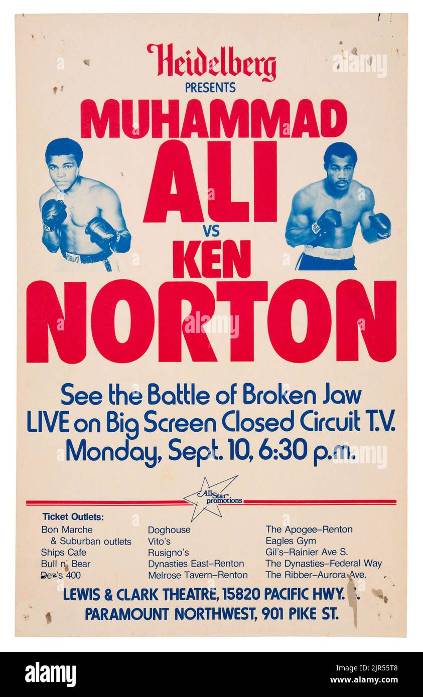 1973 Muhammad Ali vs. Ken Norton II Fight Poster Stock Photo - Alamy