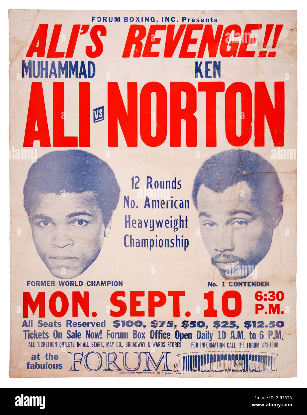 1973 Muhammad Ali vs. Ken Norton II On-Site Fight Poster Stock Photo ...