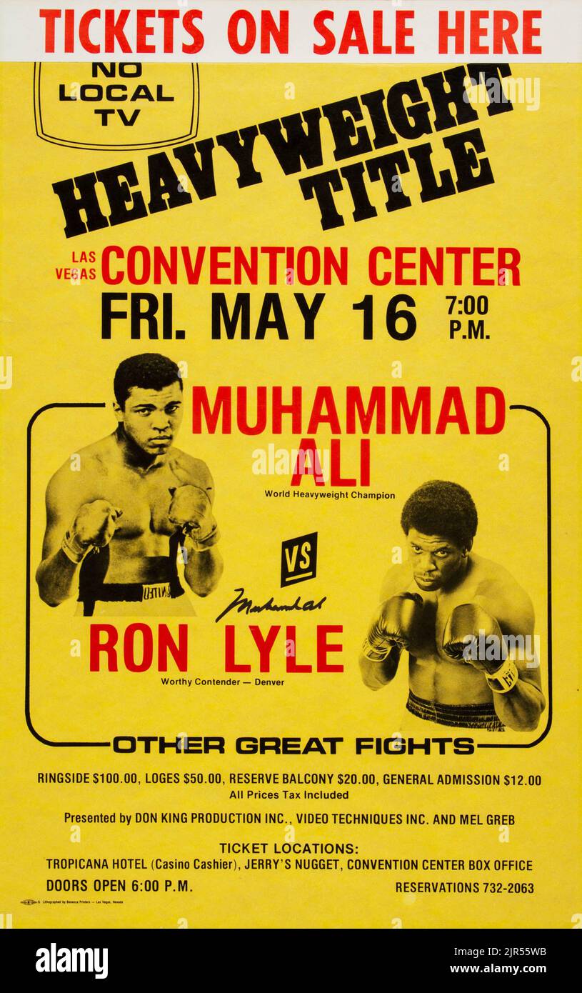 1975 Muhammad Ali vs. Ron Lyle On-Site Fight Poster - Signed by Ali ...