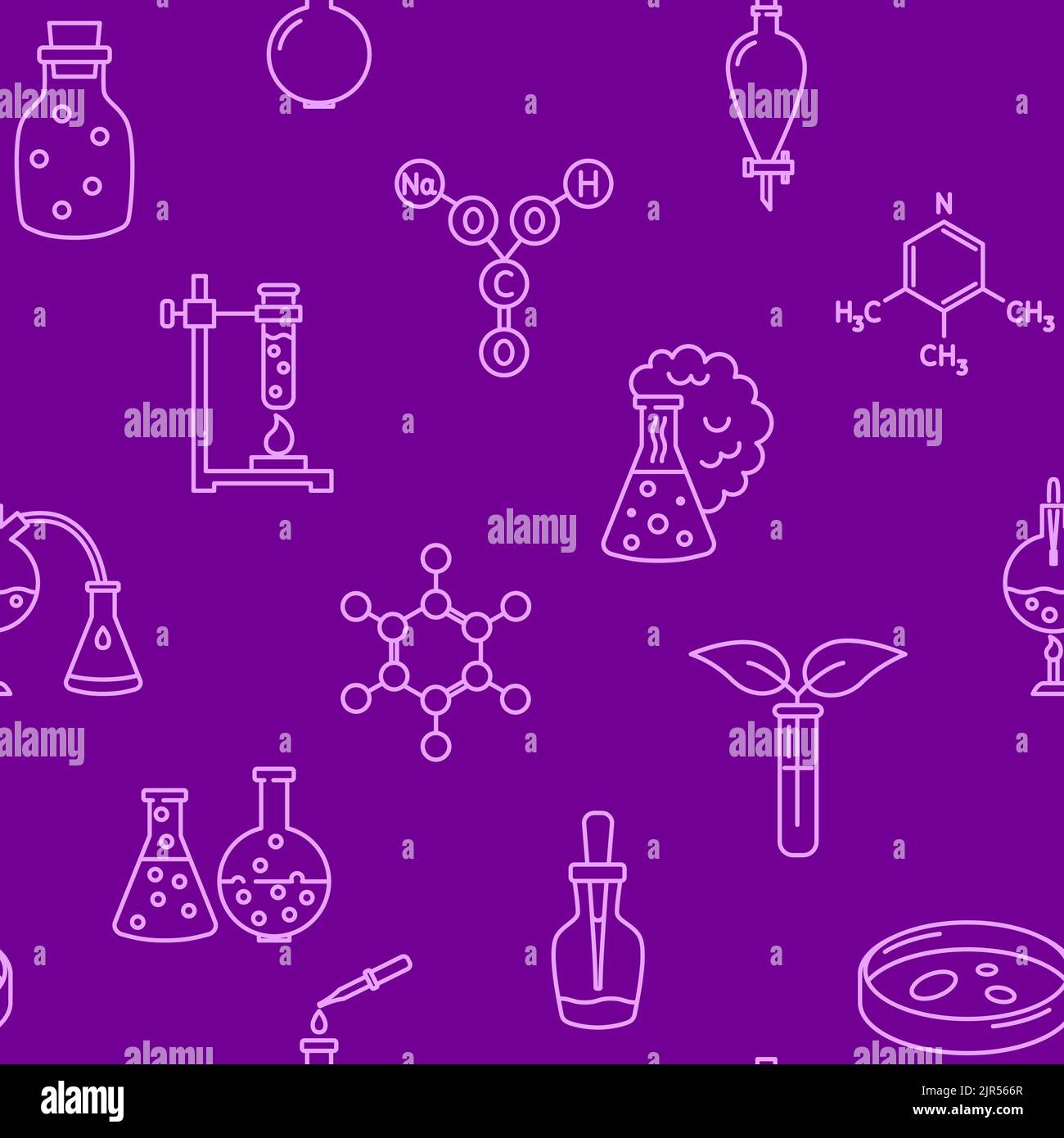 Chemistry seamless pattern in line style. Background with chemical ...