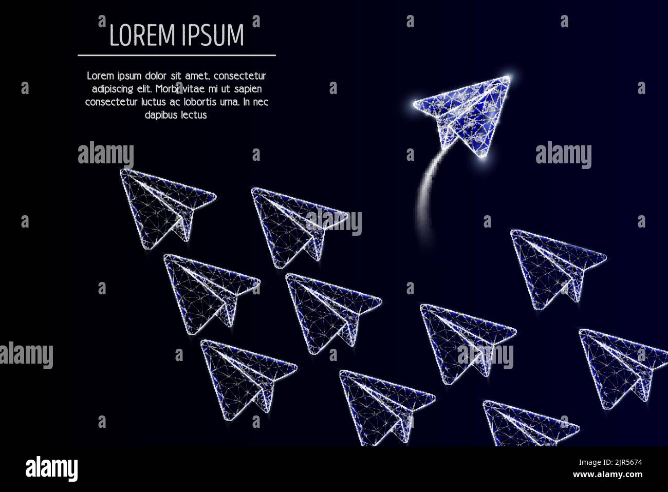 Vector polygonal art group of flying paper planes, one of them is ...