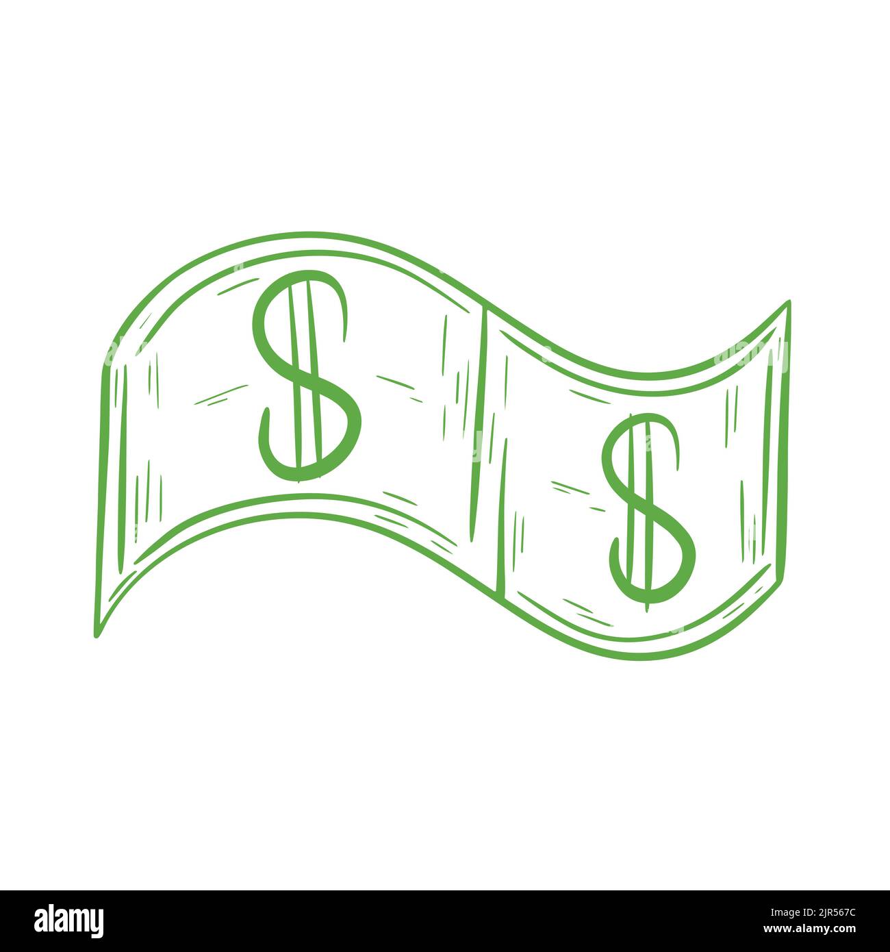 Green dollar hand simple engraving isolated vector illustration Stock ...