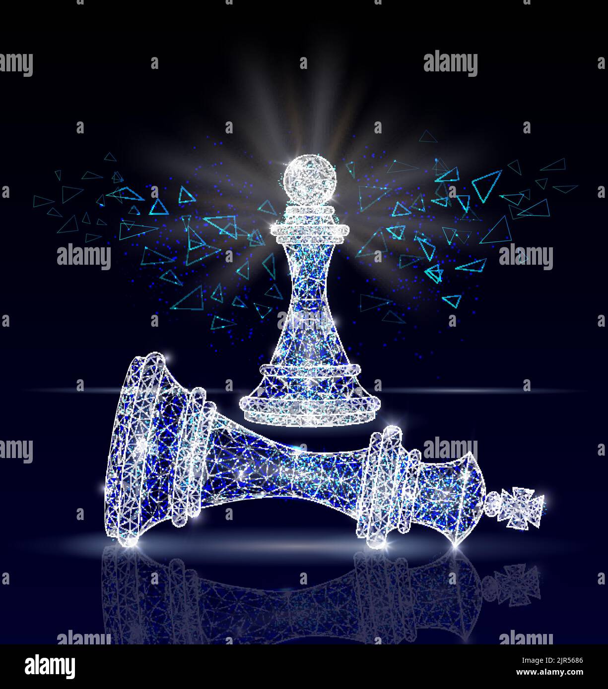 Vector polygonal art style pawn winning king chess piece. Low poly ...