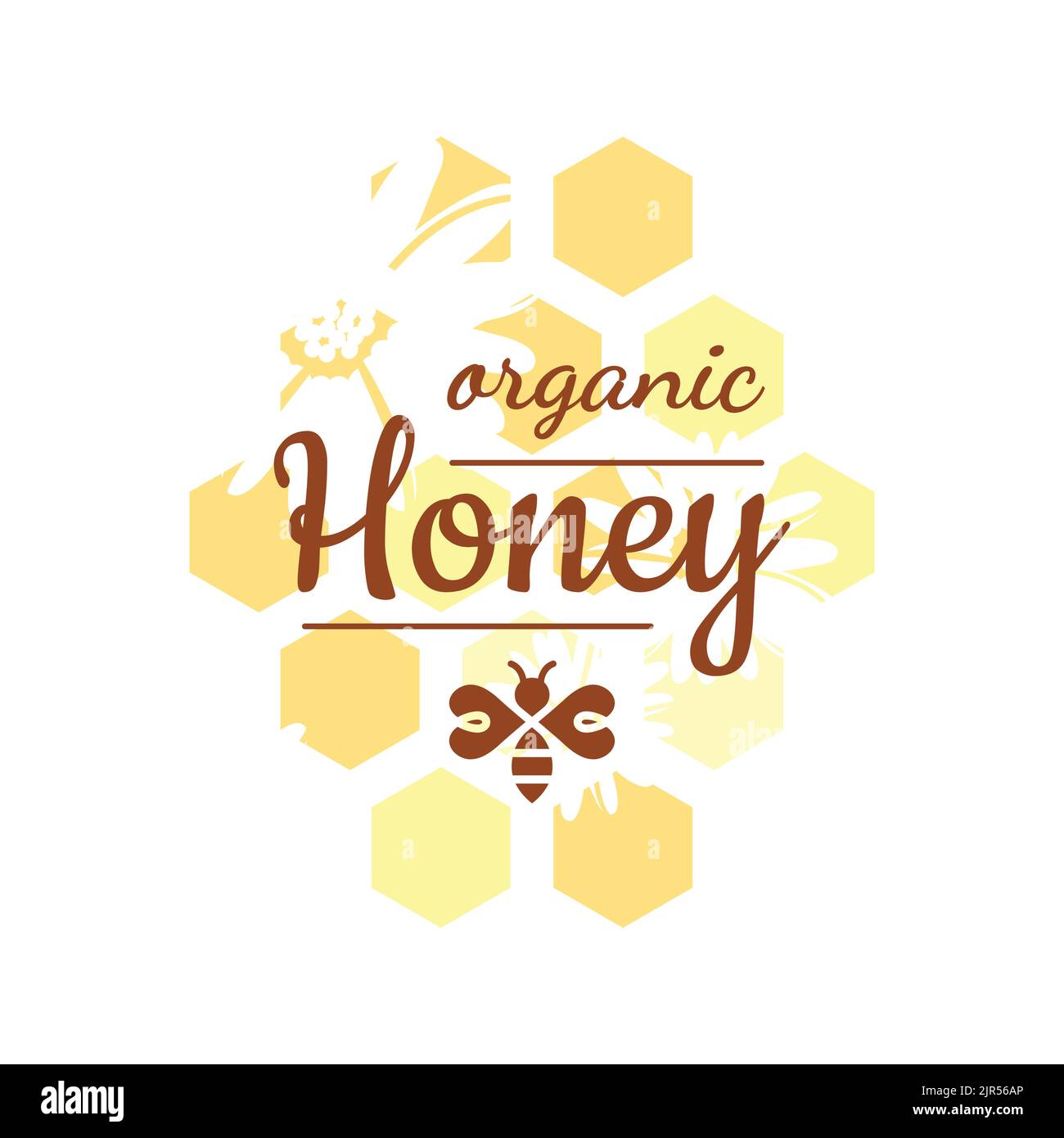 Organic honey label with honeycomb. Vector colorful badge Stock Vector ...