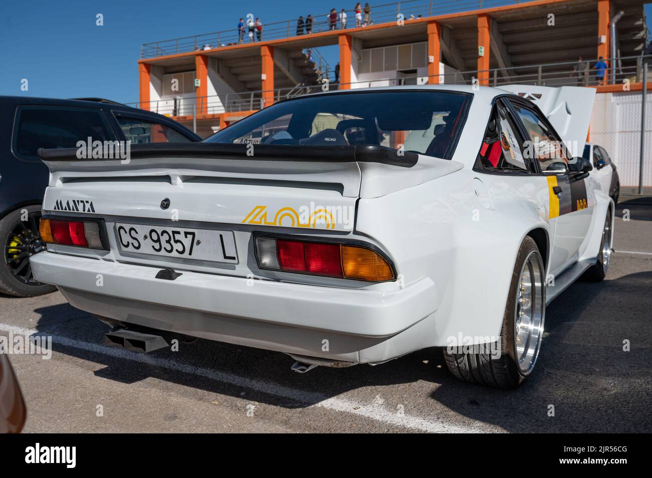A back view of classic rally car Opel Manta B2 400 in street Stock ...