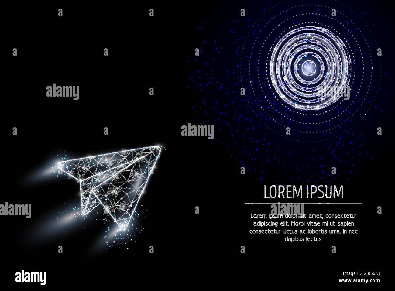 Vector polygonal art paper airplane flying towards the goal. Low poly ...