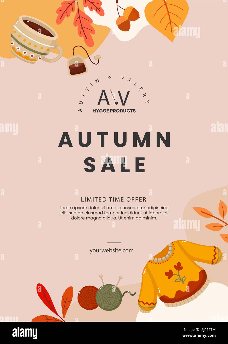 Flat vertical poster template for autumn celebration Vector illustration Stock Vector Image ...