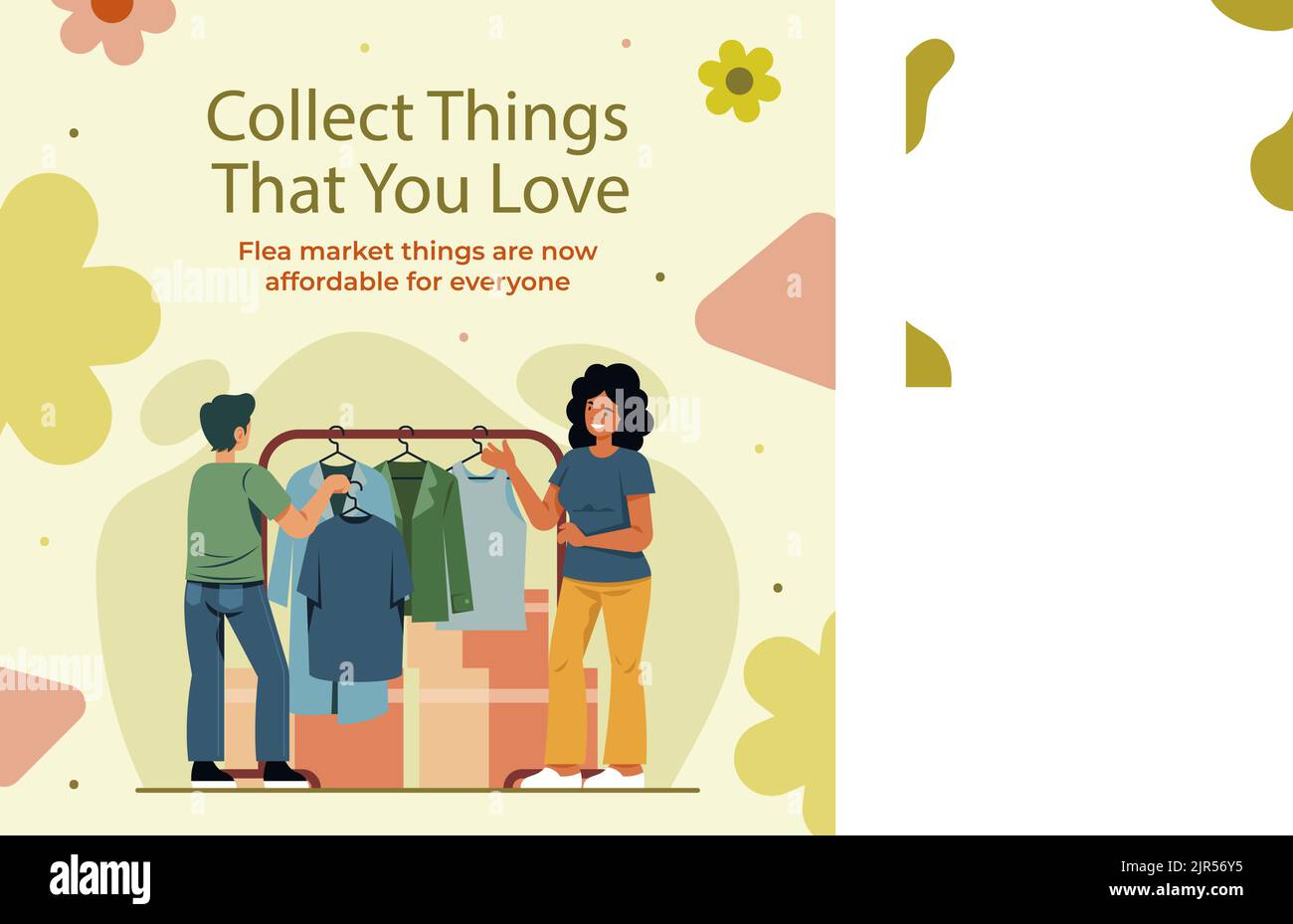 Flat posts set for second hand flea market event Vector illustration Stock Vector Image & Art ...