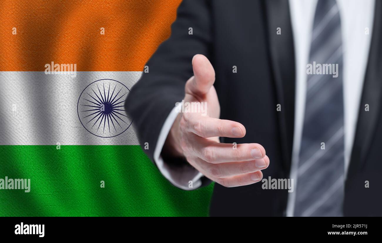 India flag handshake hi-res stock photography and images - Alamy