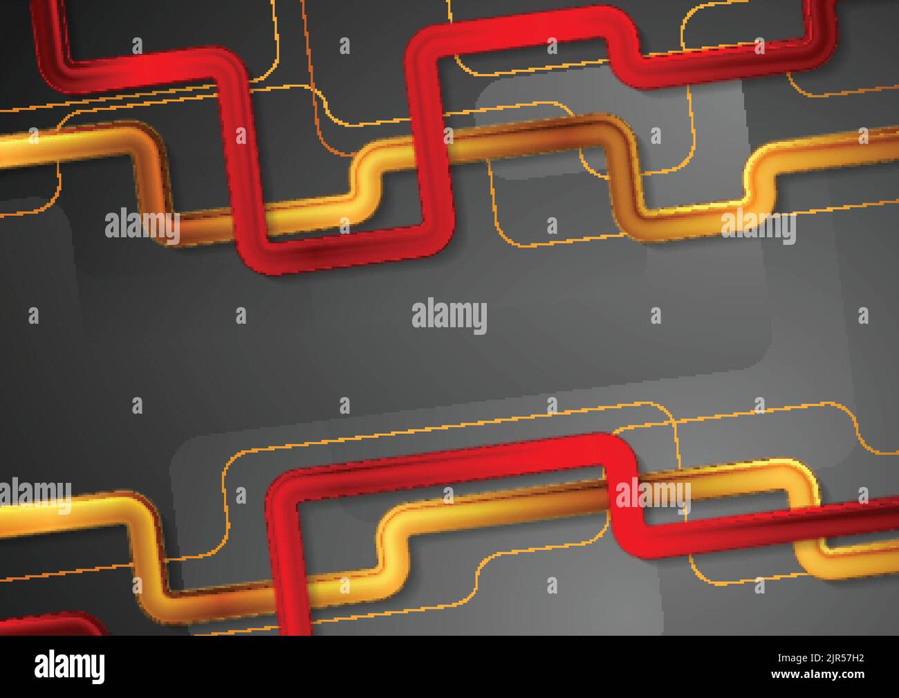 Grey hi-tech abstract geometric background with bright red and bronze ...