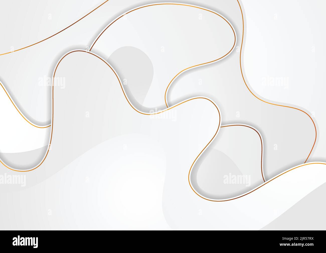 Grey and white abstract wavy corporate background with bronze outlines ...