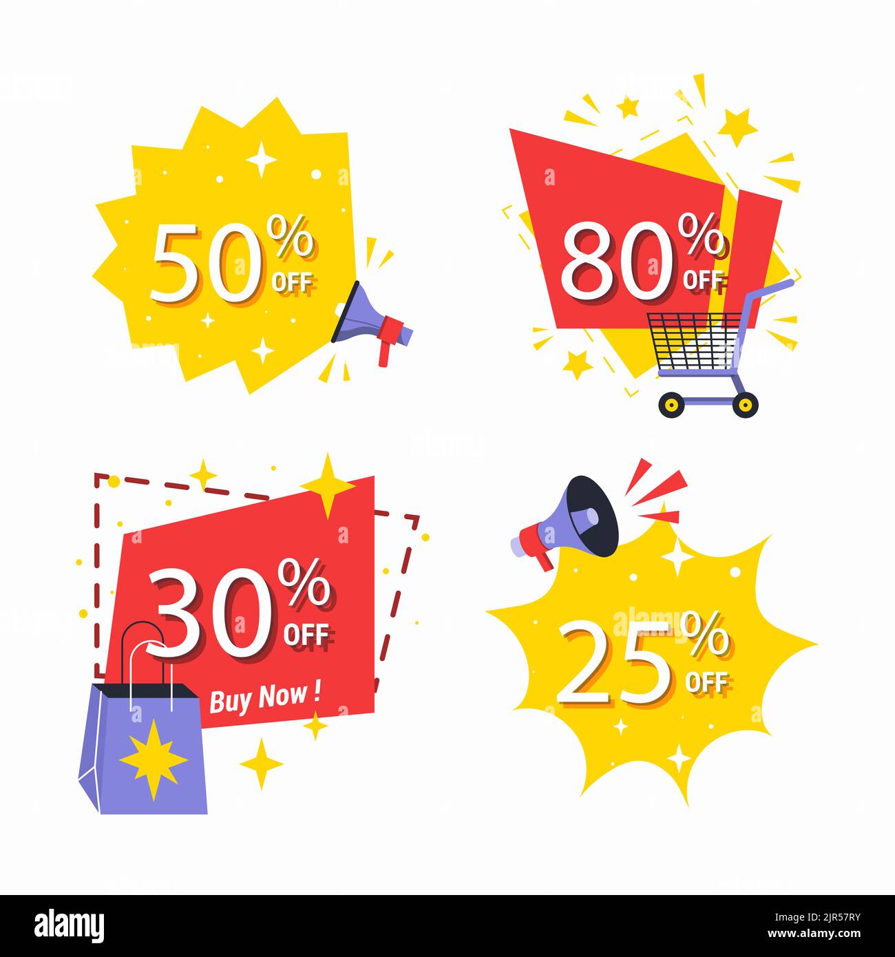 Flat design discount numbers sale set Vector illustration Stock Vector ...