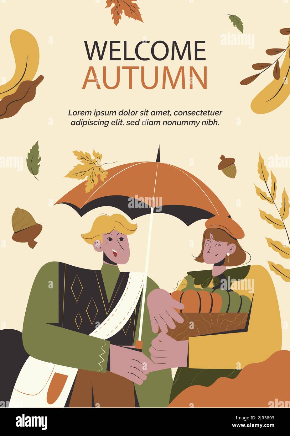 Flat vertical poster template for autumn celebration Vector illustration Stock Vector Image ...
