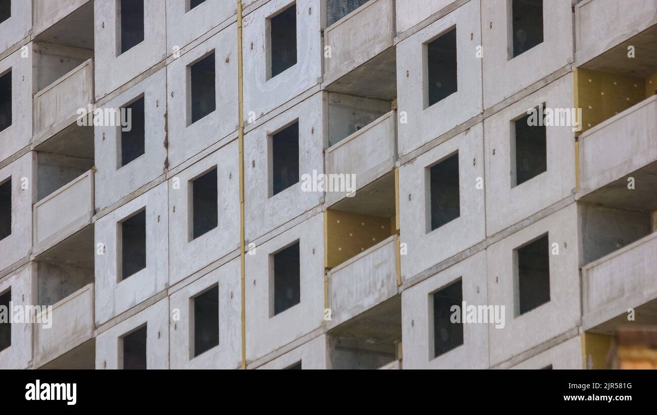New skyscraper building under construction. Building without windows ...