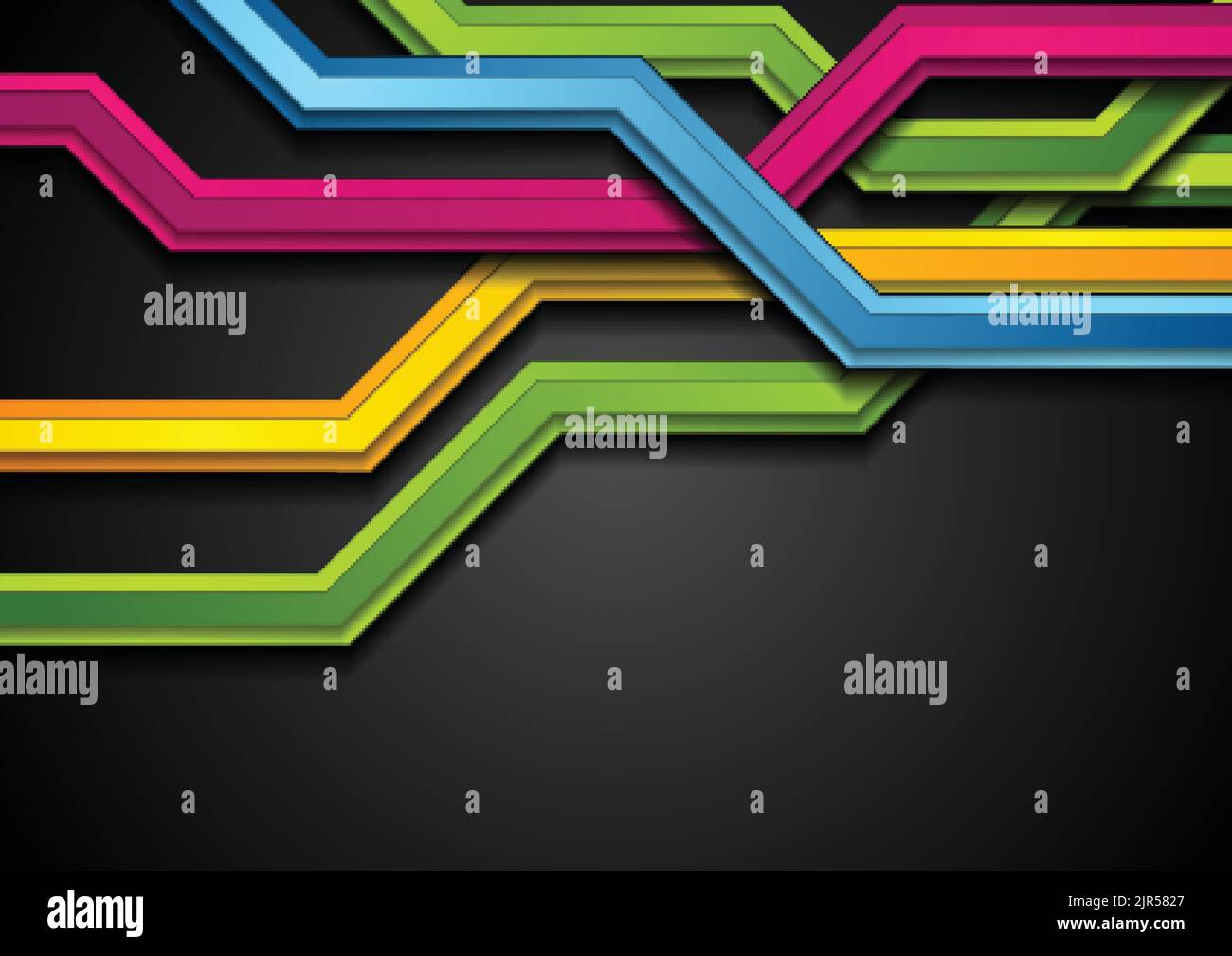 Colorful abstract tech stripes on black background. Vector corporate ...