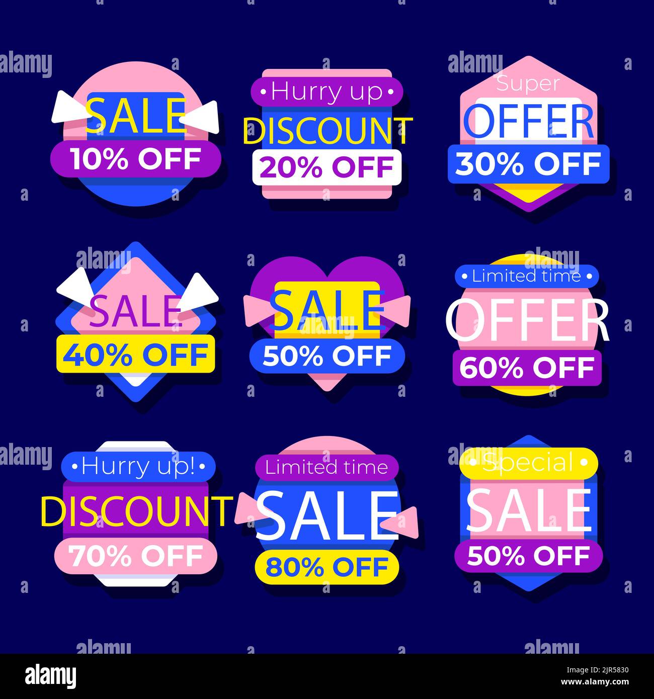 Flat design discount numbers sale set Vector illustration Stock Vector ...