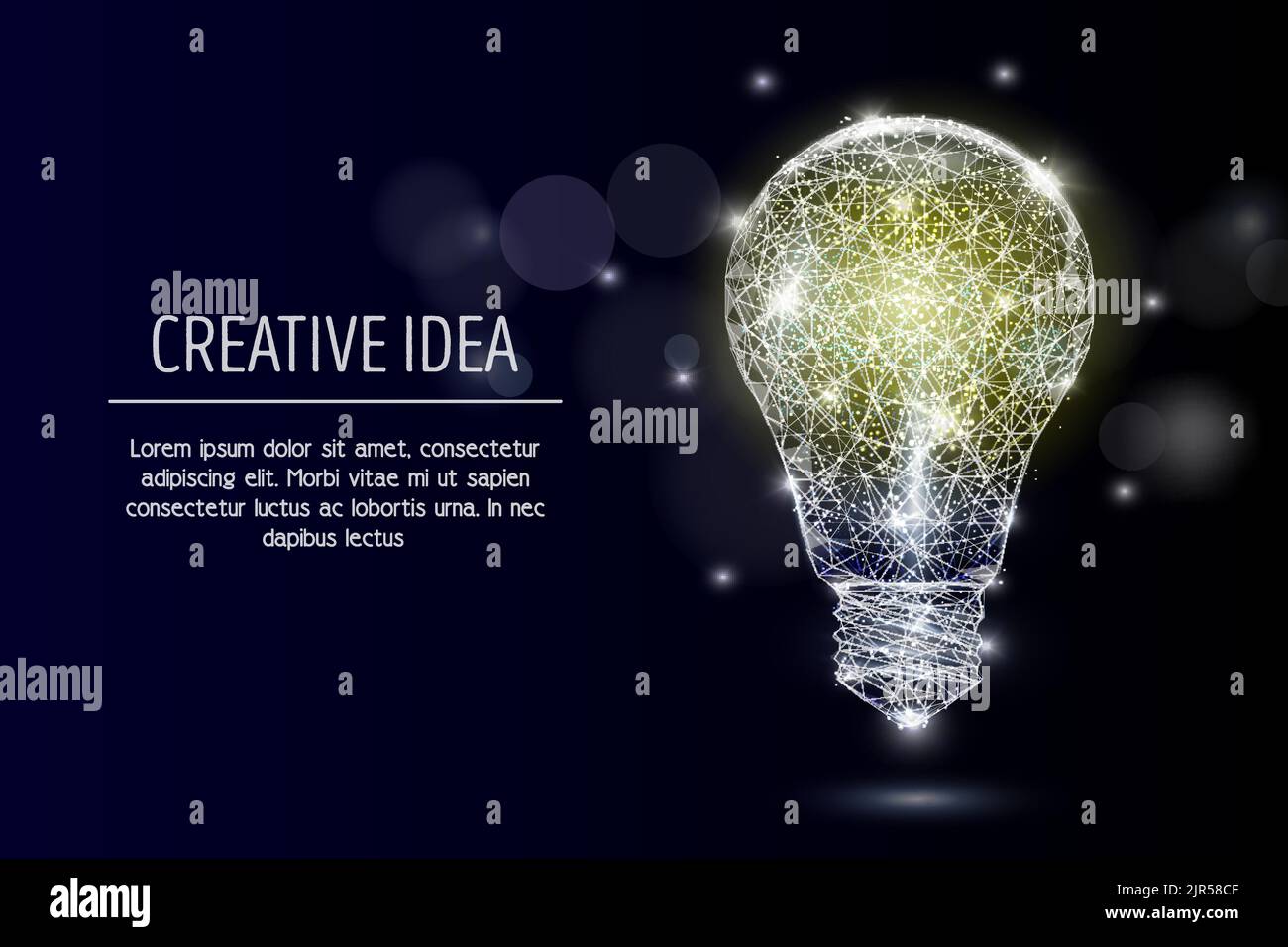 Vector polygonal art style electric light bulb. Low poly wireframe mesh ...