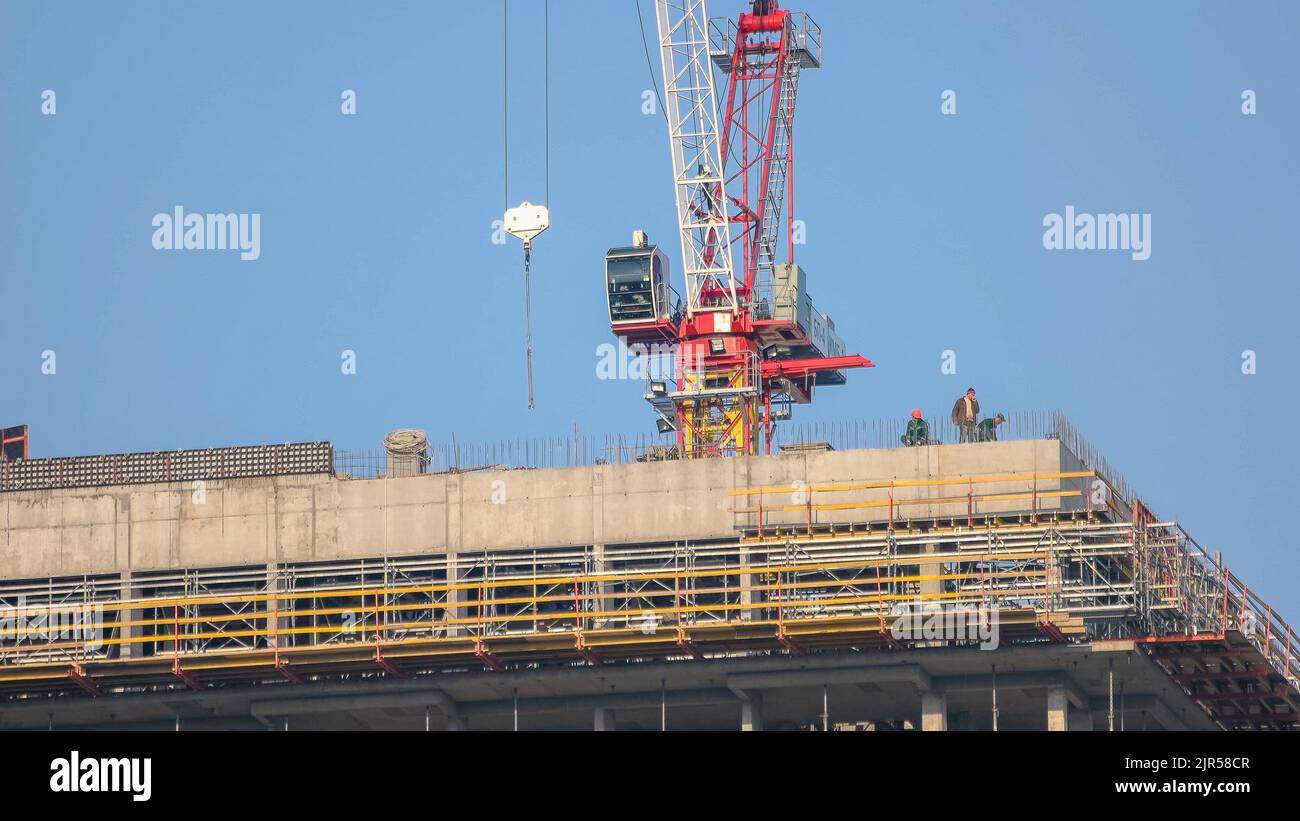 Kyiv,Ukraine - 24.04.2019: Building construction with scafolding and ...
