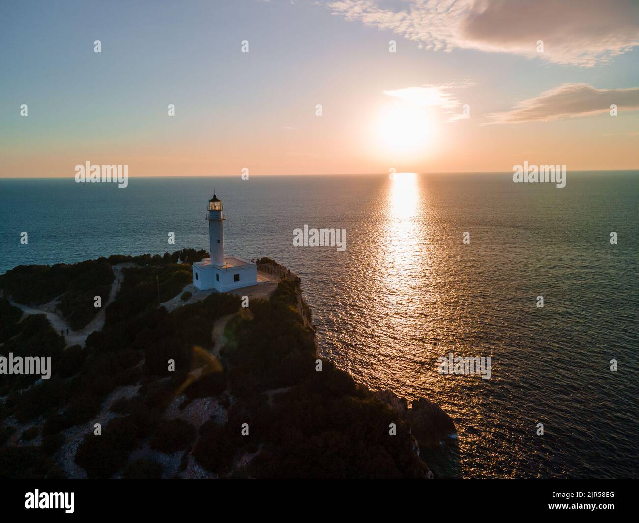 aerial view of Lefkada island lighthouse at the cliff Stock Photo - Alamy