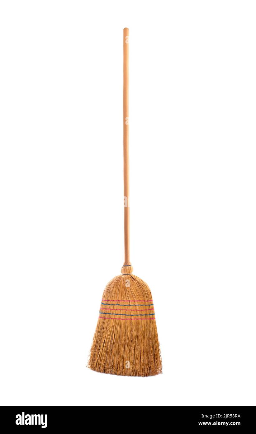 Wooden broom, image is isolated on white background Stock Photo - Alamy