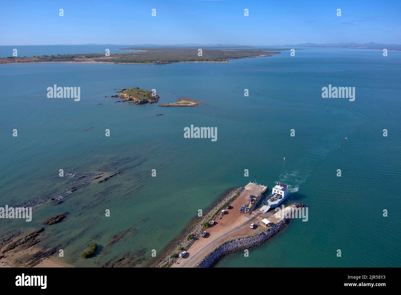 Aerial of boat ramp ferry terminal at South End the only village on ...