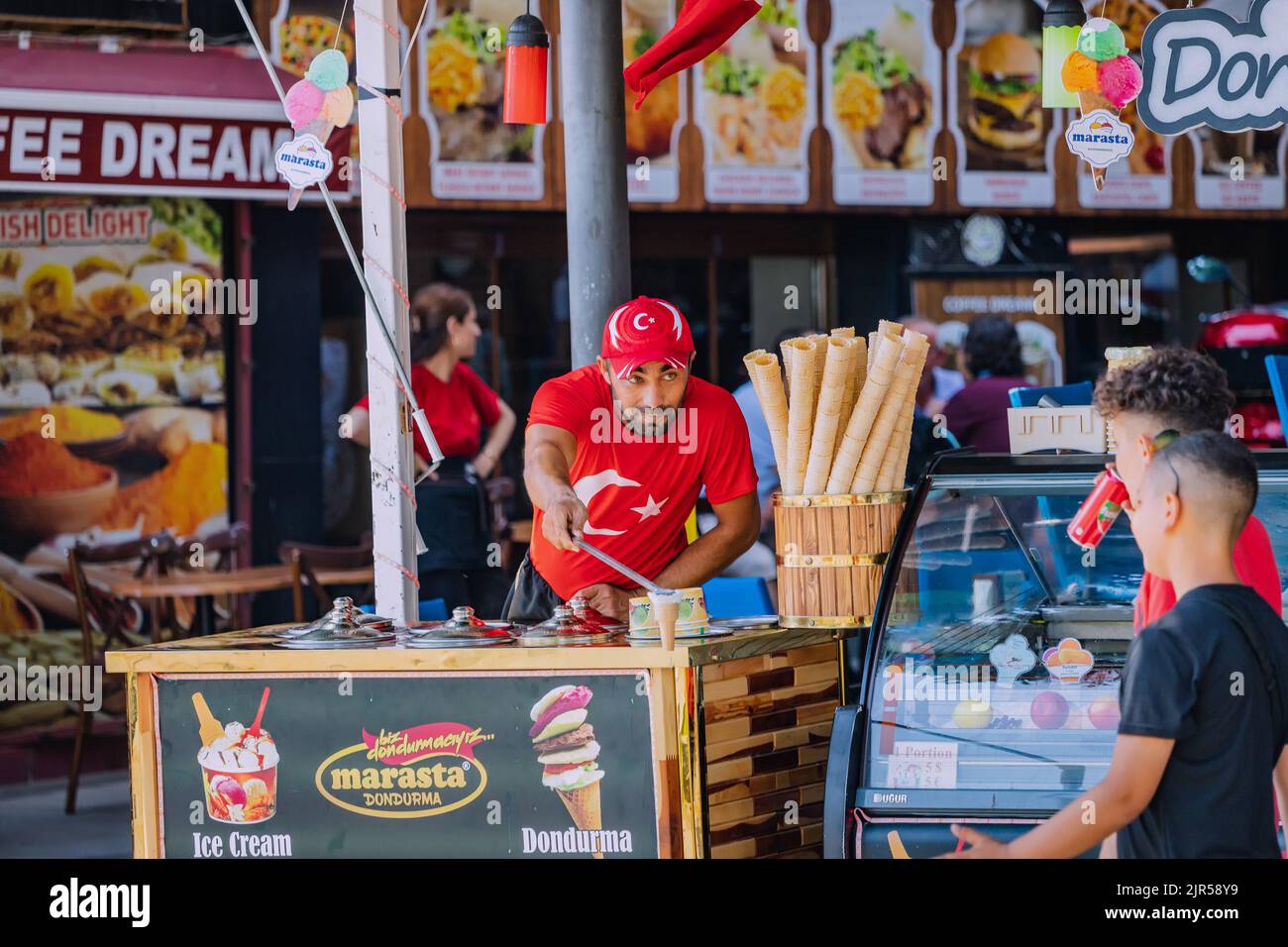 Turkish ice cream stall hi-res stock photography and images - Alamy