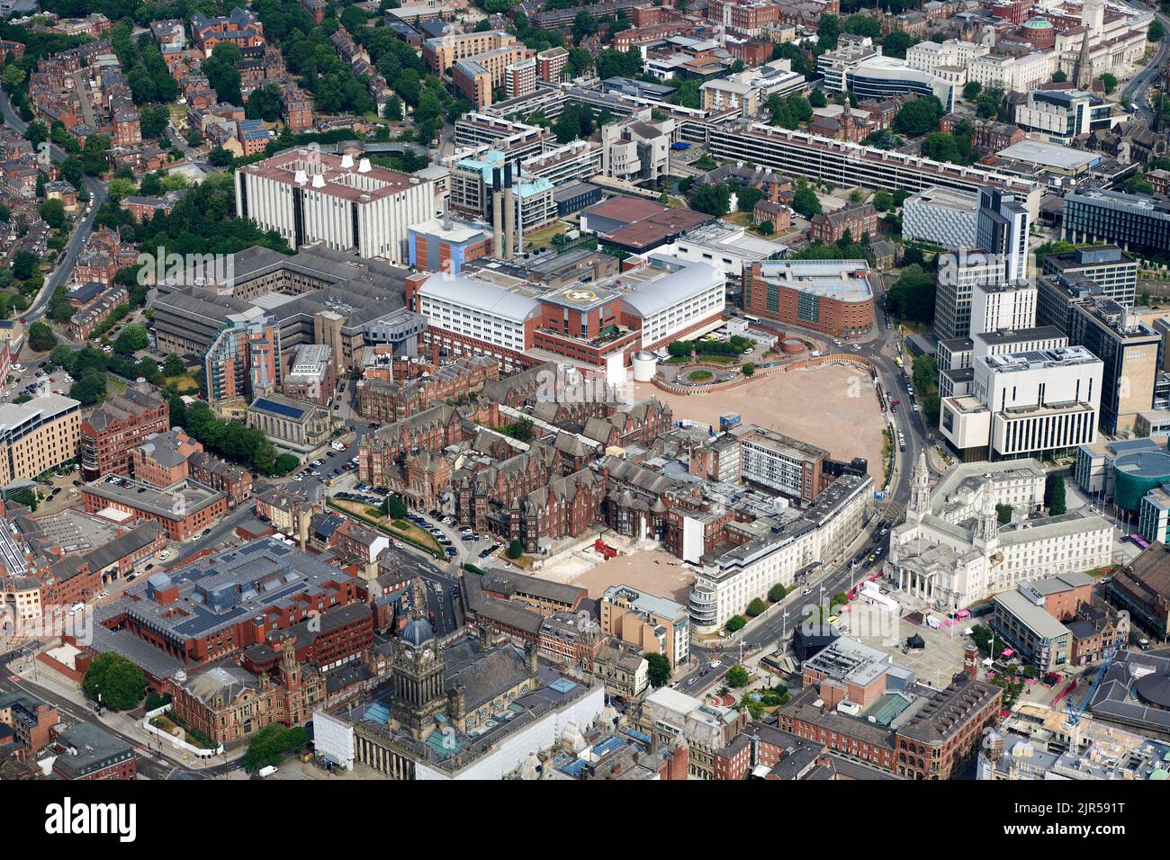 An aerial photograph of the west side of Leeds City Centre, showing the ...