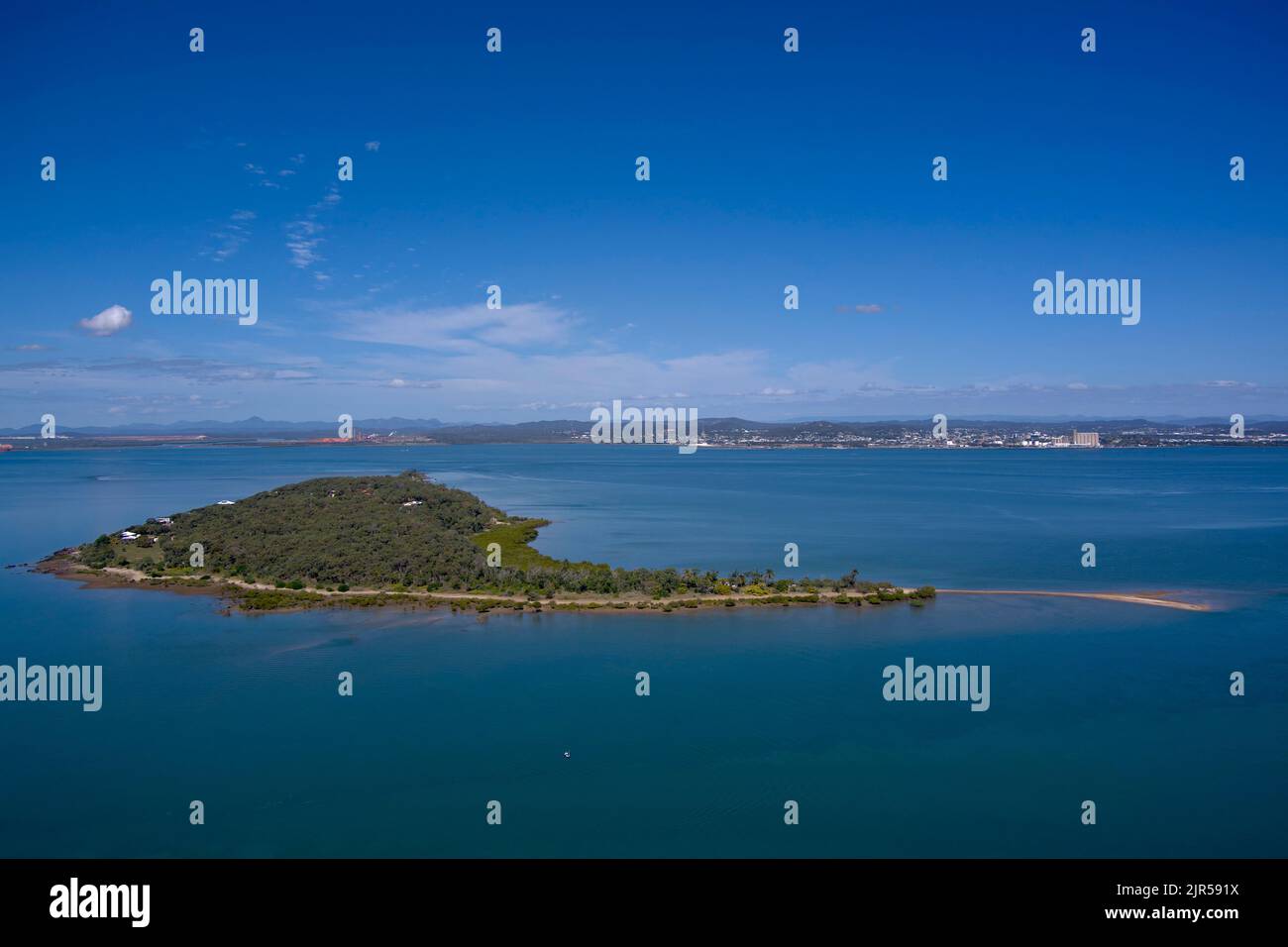 Aerial of Quoin Island in Gladstone harbour Queensland Australia Stock ...