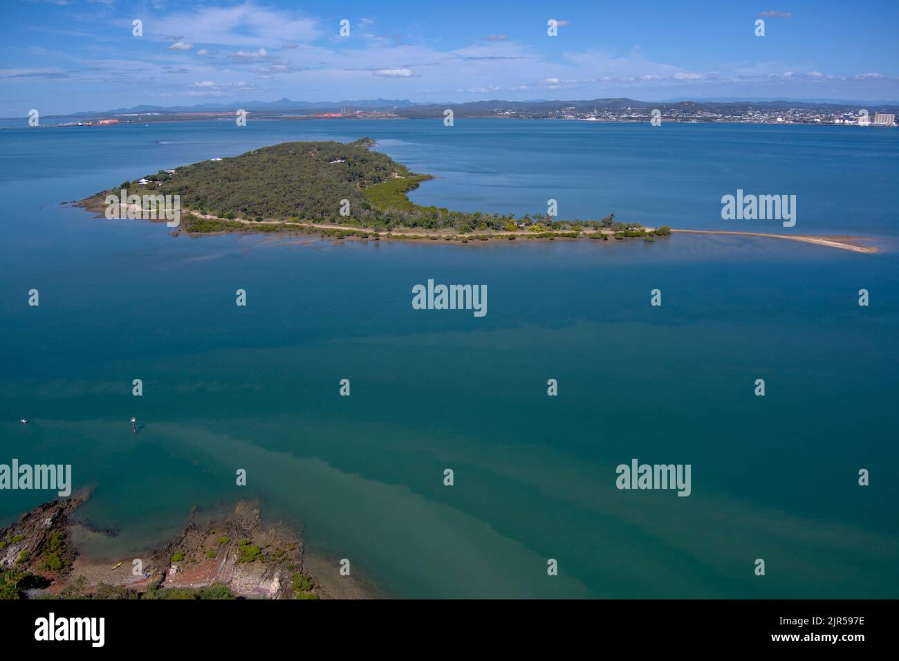 Aerial of Quoin Island in Gladstone harbour Queensland Australia Stock ...