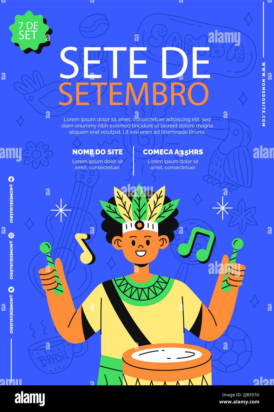 Flat poster template for sete de setembro celebration Vector ...